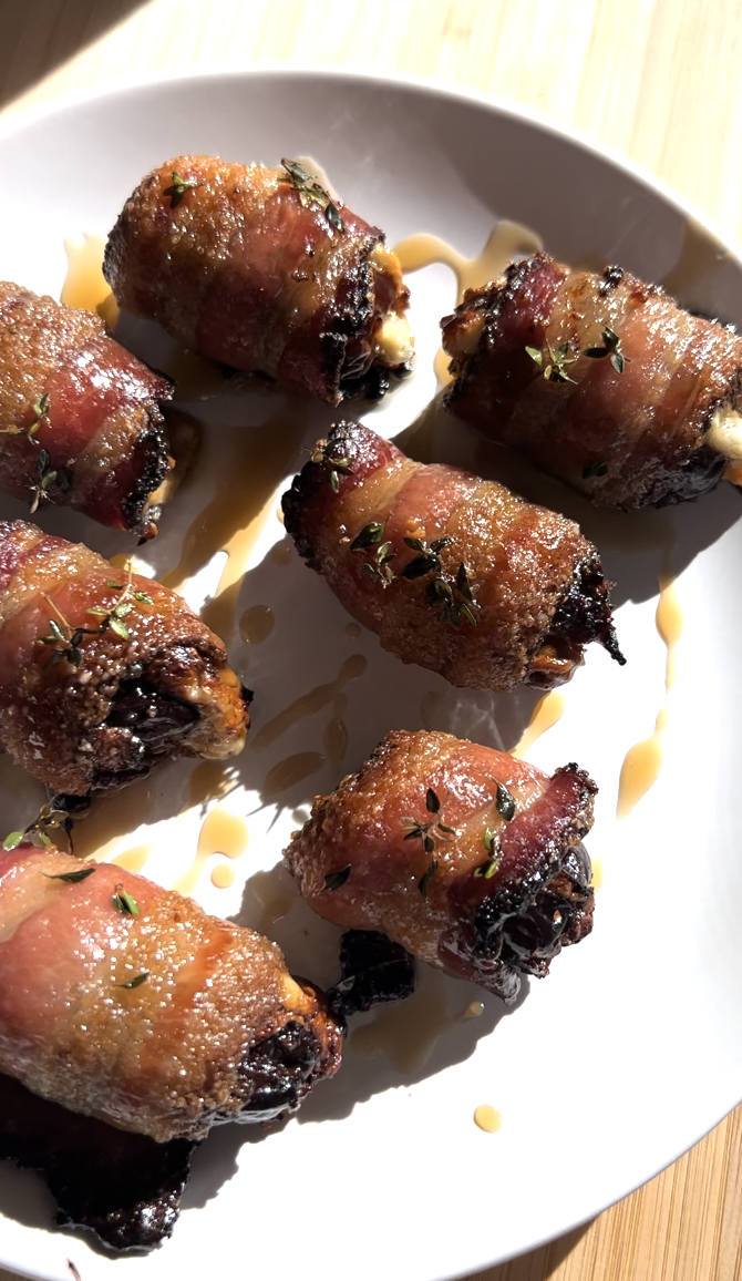 CANDIED BACON BLUE CHEESE ROASTED DATES | cheesegal.com