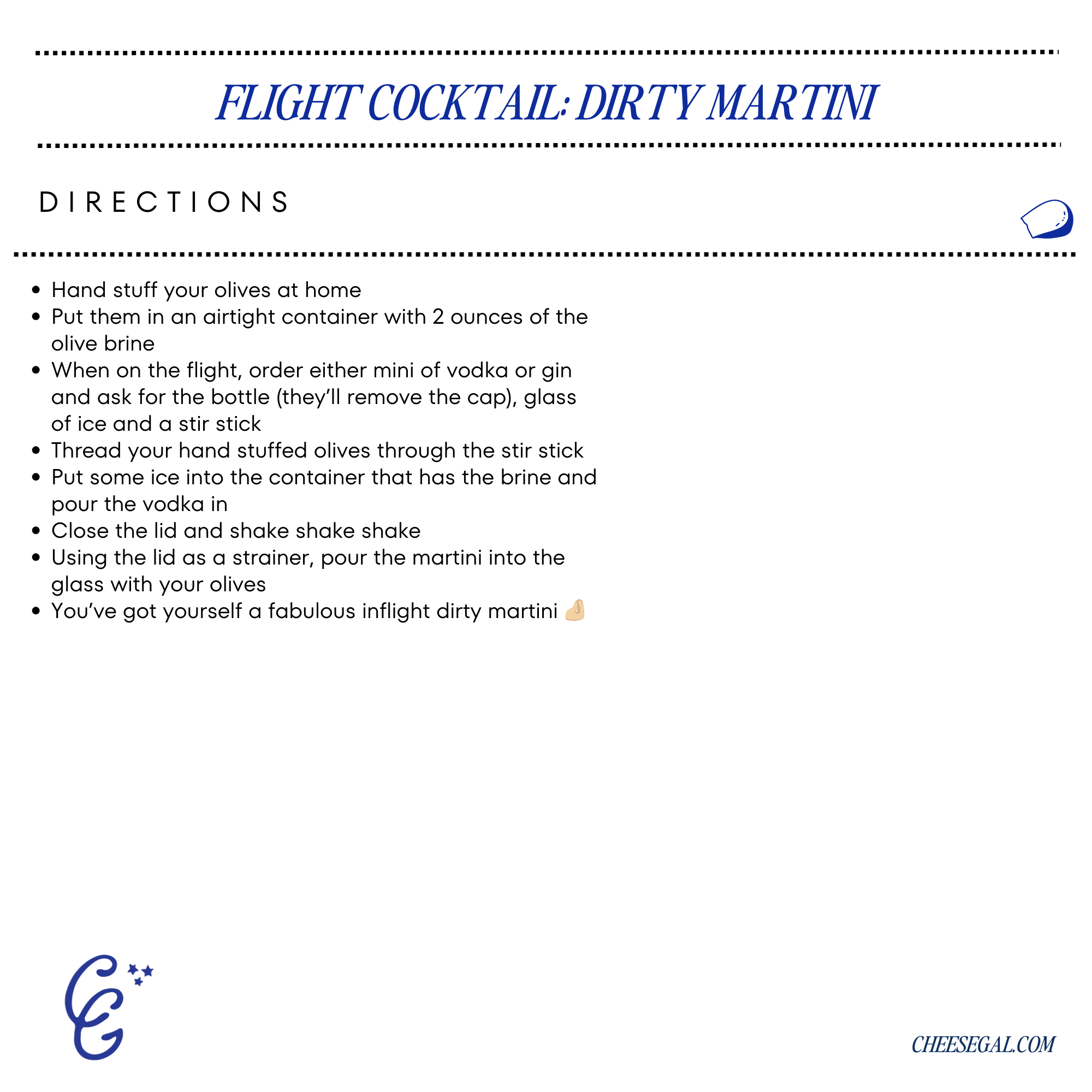 FLIGHT COCKTAIL: DIRTY MARTINI - cheesegal.com