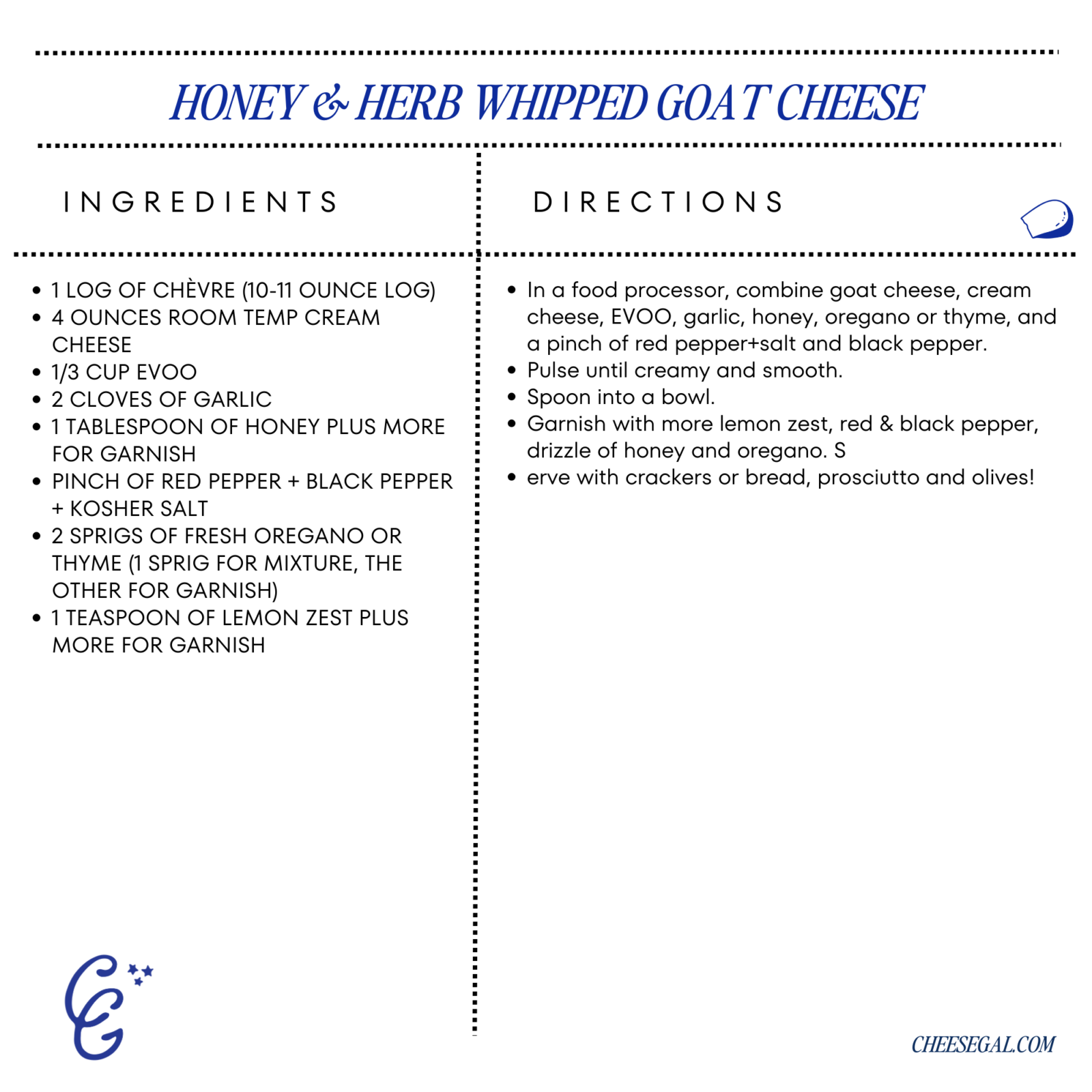 HONEY & HERB WHIPPED GOAT CHEESE - cheesegal.com
