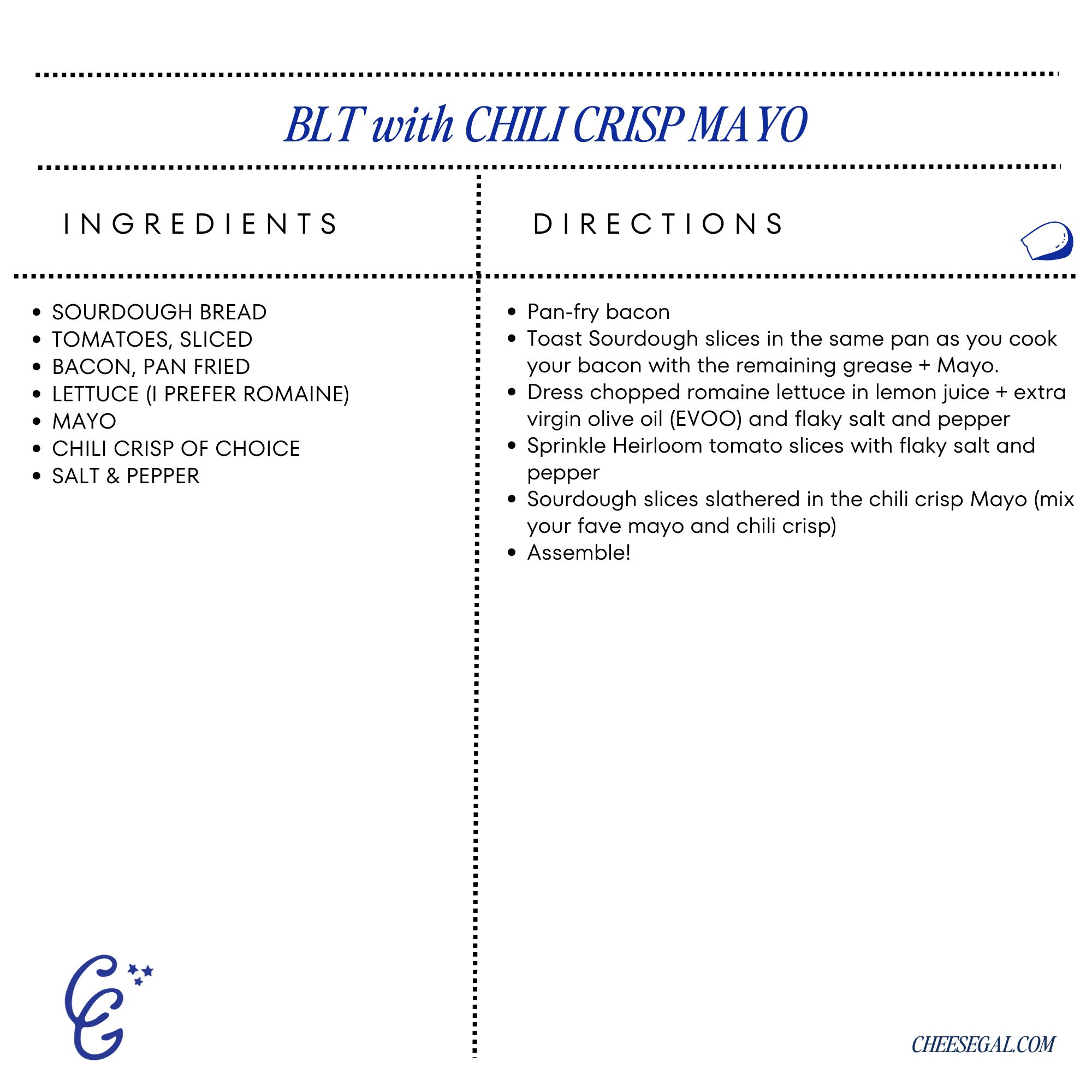 SUMMER SANDWICH SERIES: BLT with CHILI CRISP MAYO | cheesegal.com